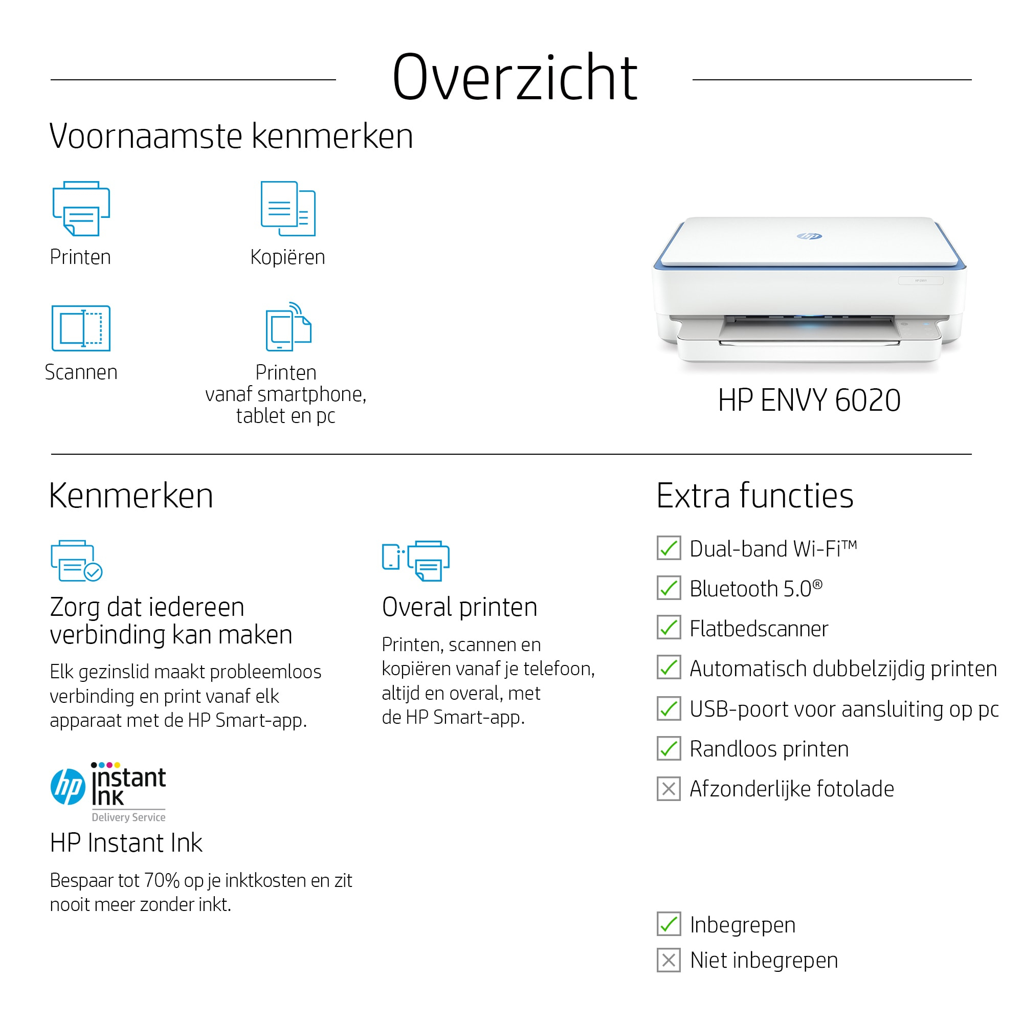 HP ENVY 6010 All-in-One printer, Kleur, Printer voor Home, Afdrukken ...