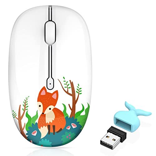 FMOUSE Draadloze muis, schattige stille computermuizen met USB ...