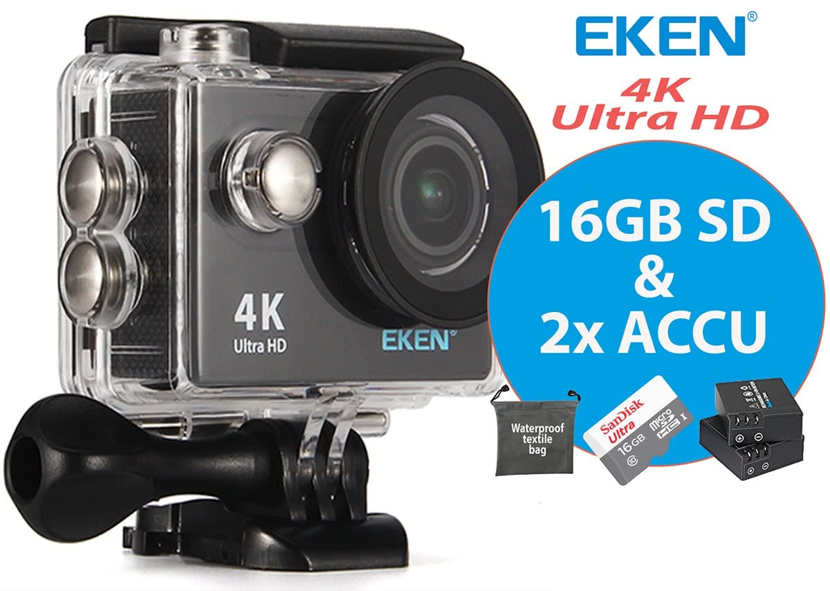 Eken Action Camera H9R 4K Ultra HD + Wifi + 23 access & 12MP foto met ...