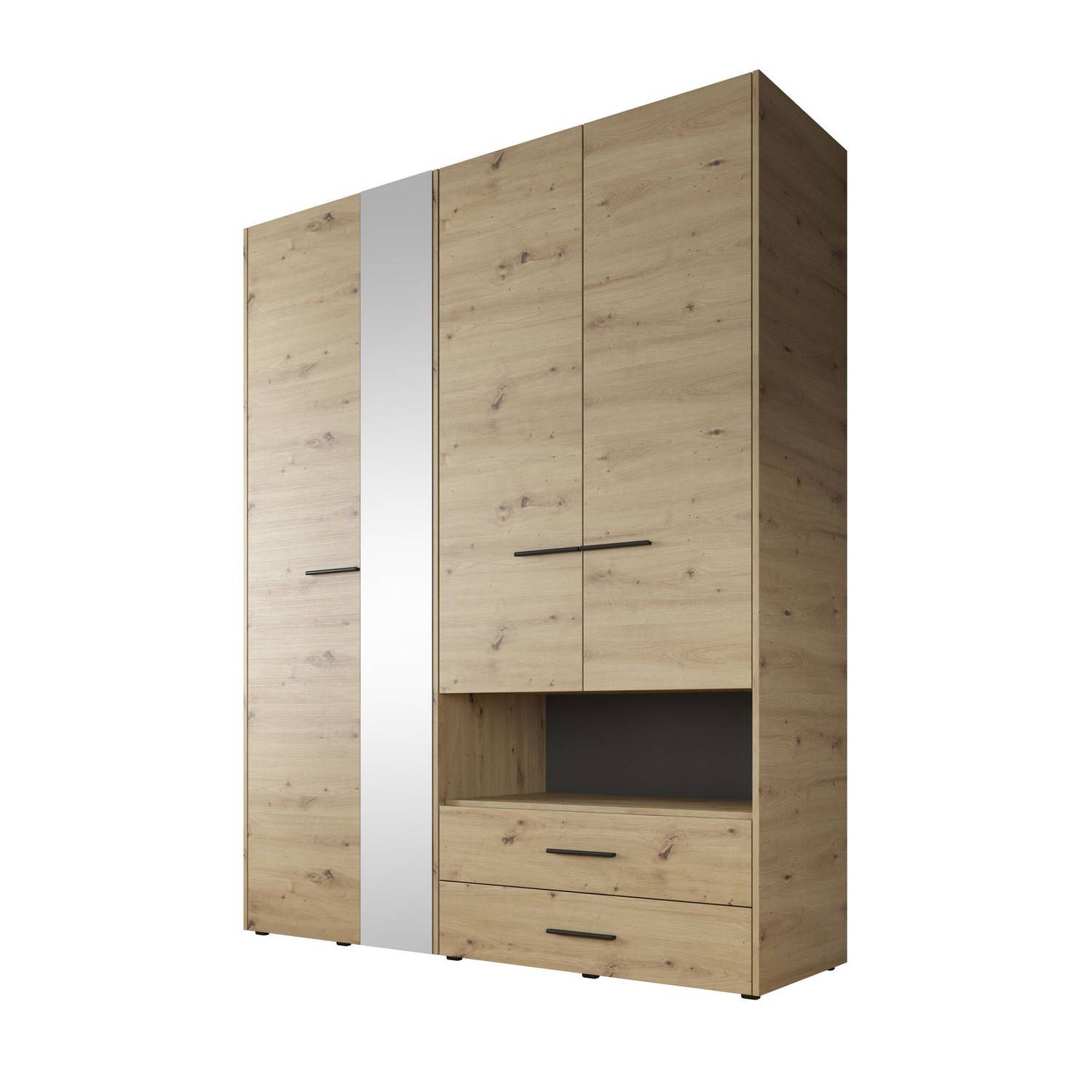 MEUBELLA Kledingkast Laura - Eiken - Zwart - 161 cm Kast kopen ...