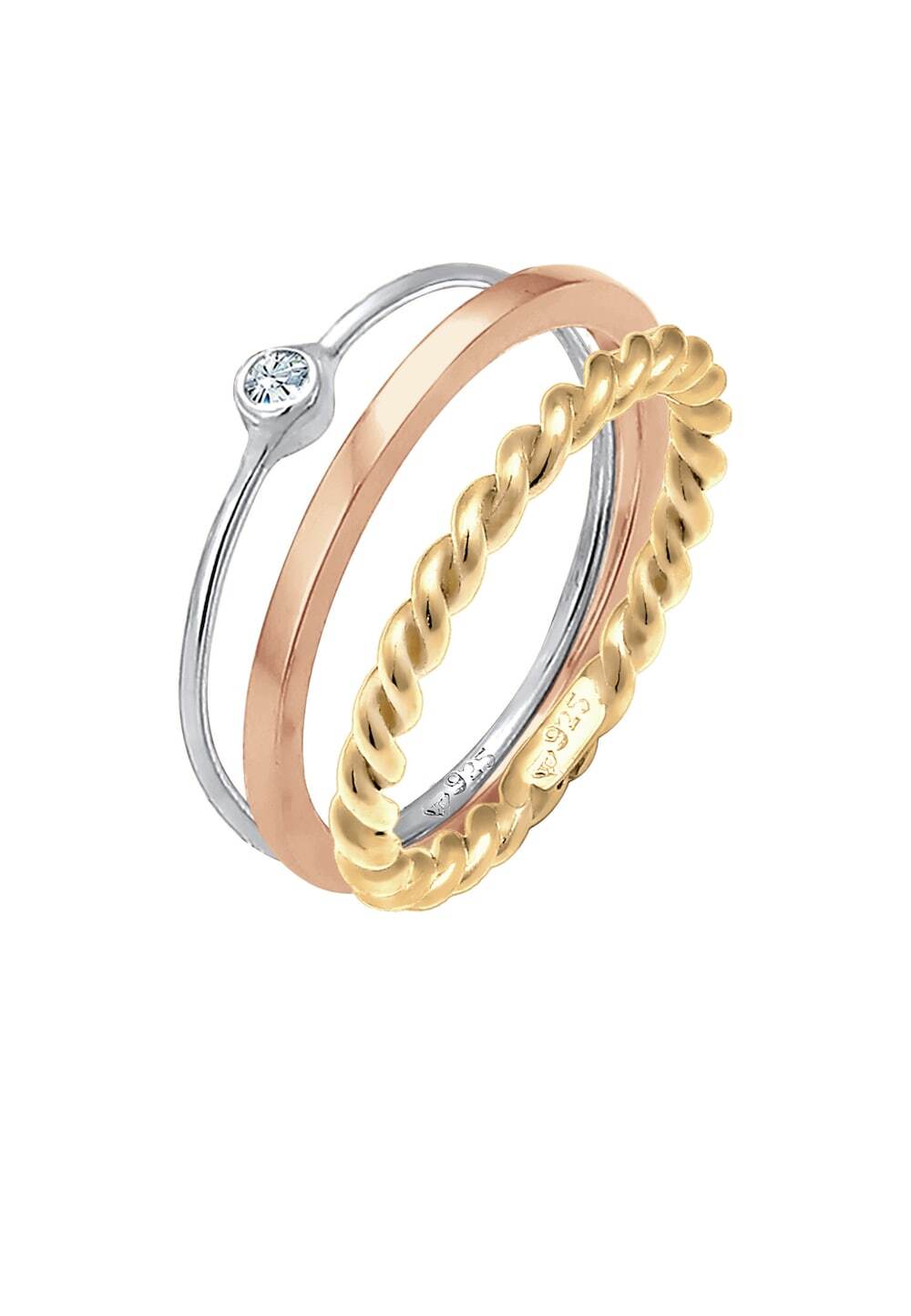 Elli Elli Ring Dames Set eenzaam met kristal gedraaid in 925 sterling ...