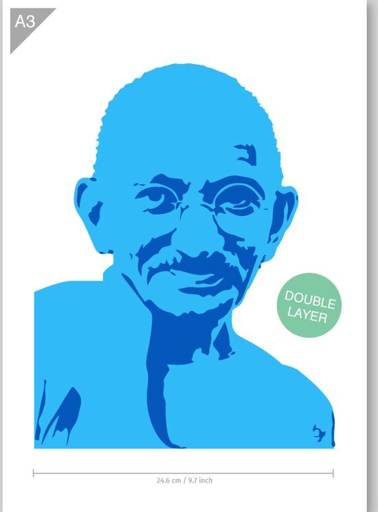 QBIX Mahatma Gandhi sjabloon - 2 lagen Kunststof A3 stencil ...