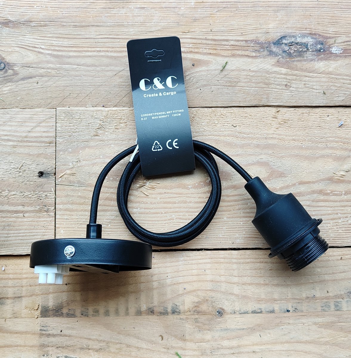 C&C Plafond Pendel | Fitting met snoer en plafondplaat | E27 | 120 cm ...