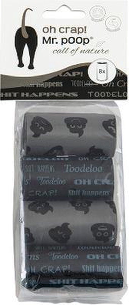 Mr. Poop Mr Poop Oh Crap Poepzakjes zwart 8 rollen zwart ...
