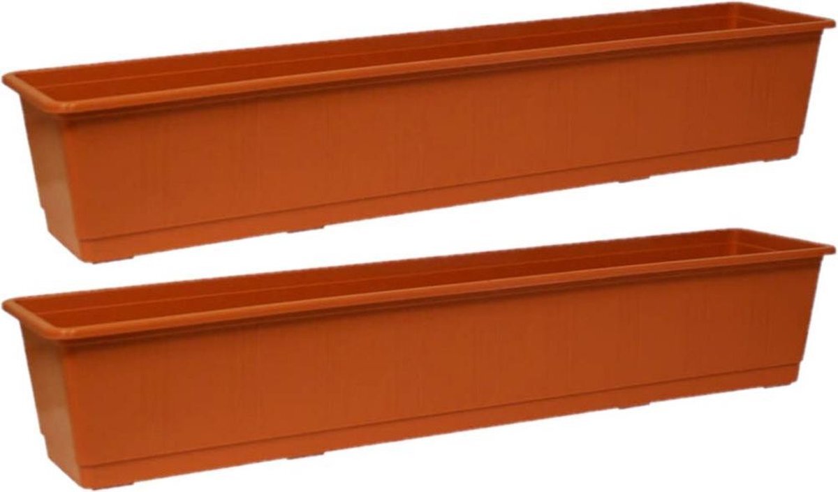 Geli Set van 4x stuks plantenbakken terracotta rechthoekig 80 x 17,5 x ... Geli Set van 4x stuks plantenbakken terracotta rechthoekig 80 x 17,5 x ...