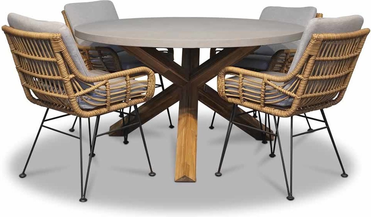 BUITEN living Nancy/Carlos taupe dining tuinset 5-delig | betonlook ...