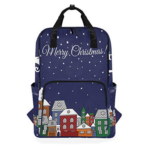 FANTAZIO Kerst Katten Huizen Sterren Maan Rugzak Casual Daypack ...