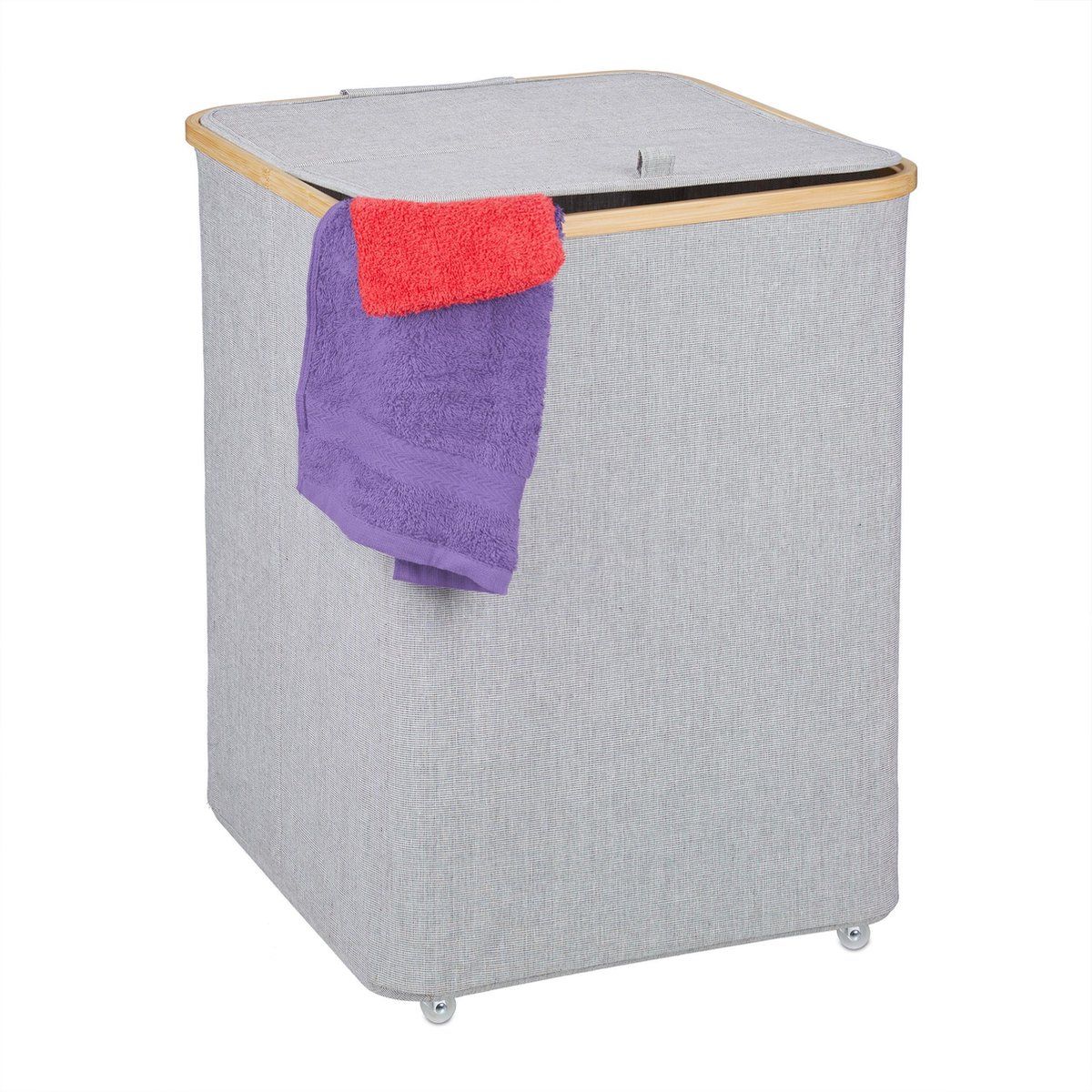 Relaxdays Opvouwbare wasmand - op wieltjes - waszak - rechthoekig ...
