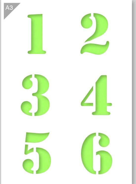 QBIX Cijfersjabloon - 1 2 3 4 5 6 - Kunststof A3 stencil ...