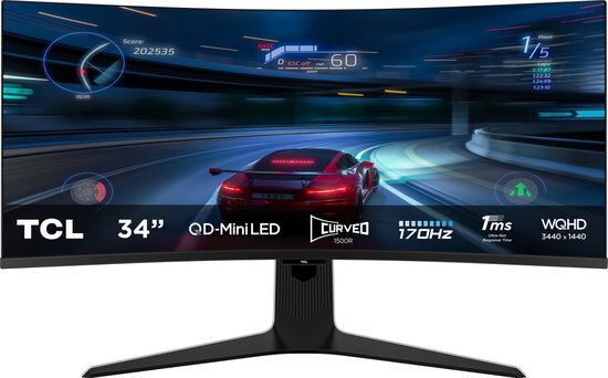 TCL 34R83Q - Ultrawide QHD Mini LED Gaming Monitor - QLED - HDR1600 ...