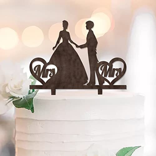 UDCRZ Zelfde seks Lesbische bruidstaart Topper Gepersonaliseerde naam Est Datum Retro 2 Bruiden ...