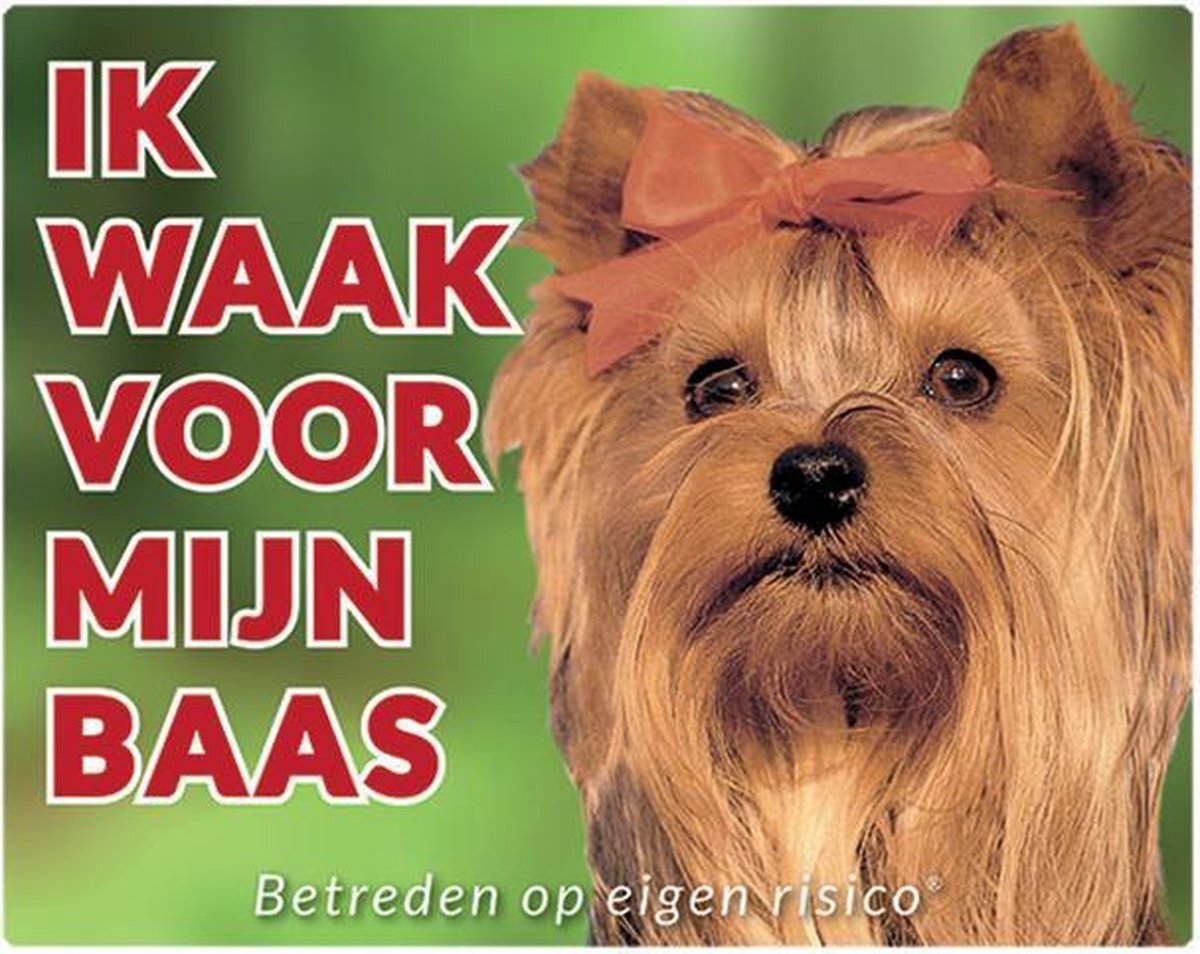 Stickerkoning Yorkshire Terrier Waakbord - Ik waak voor mijn baas ... Stickerkoning Yorkshire Terrier Waakbord - Ik waak voor mijn baas ...