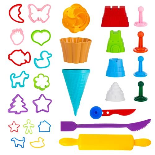 GENIO KIDS Kinetisch Zand Gereedschappen 30 Stuks Kneedgereedschapset ...