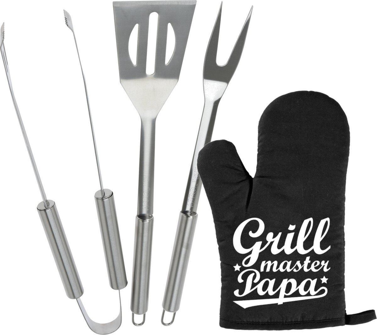 Trendo BBQ/barbecue gereedschap set 3-delig RVS - Met BBQ handschoen ...