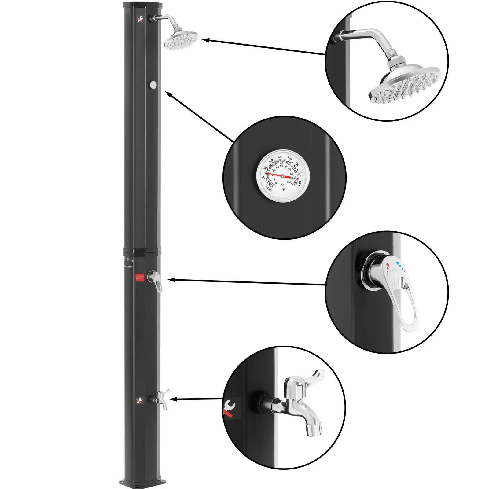 Uniprodo Solar douche - 35 l tank - incl. Regendouche, waterkraan ...