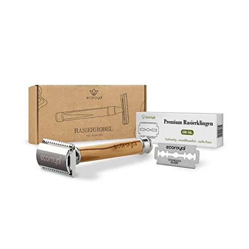 Ecoroyal Olijfhout scheermes voor dames en heren + 100 scheermesjes ...