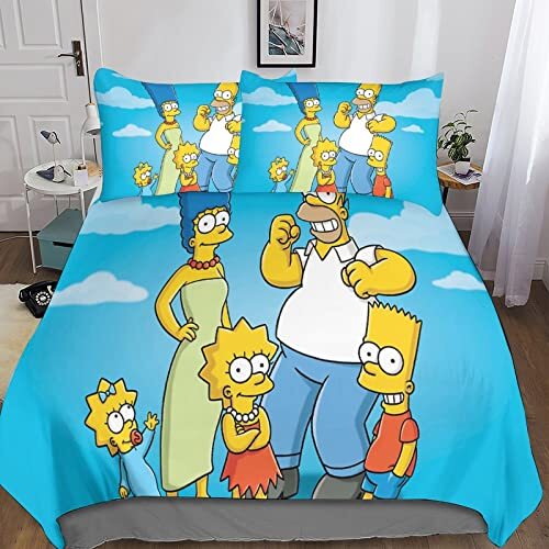 wrtgerht The Simpsons Dekbedovertrek Anime Patroon Quilt Set voor Kids ...