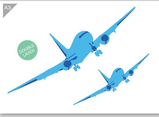 QBIX Vliegtuig sjabloon - 2 lagen kunststof A3 stencil ...