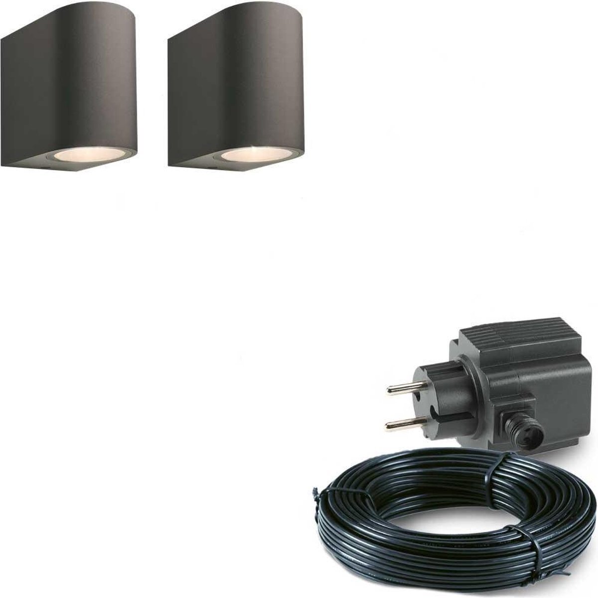 ABC-LED 2x LED wand spot - 78mm - 4 Watt - Zwart - complete set ...