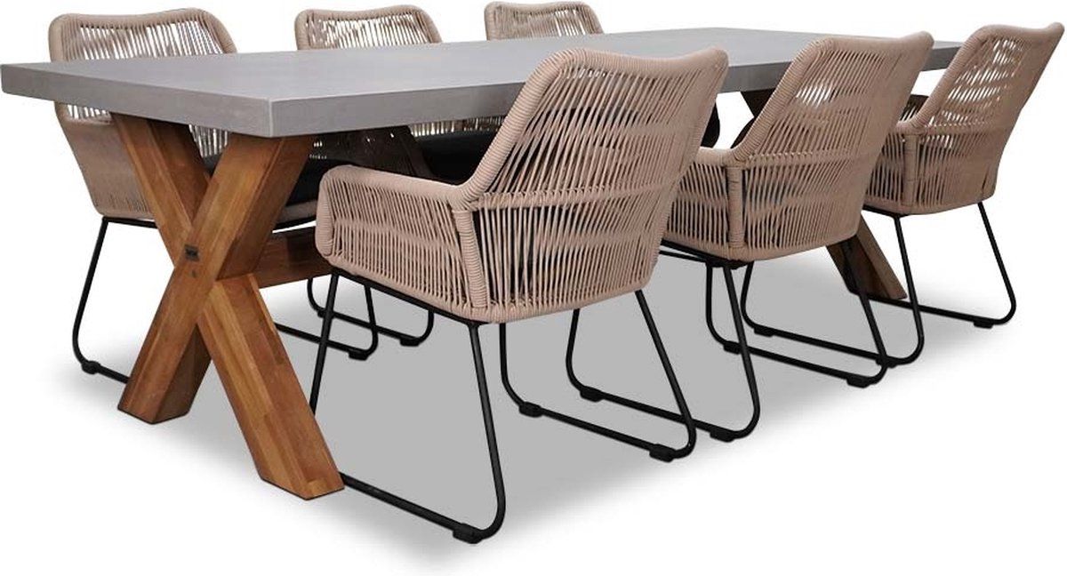 BUITEN living Norwich/Chester zand dining tuinset 7-delig | betonlook ...