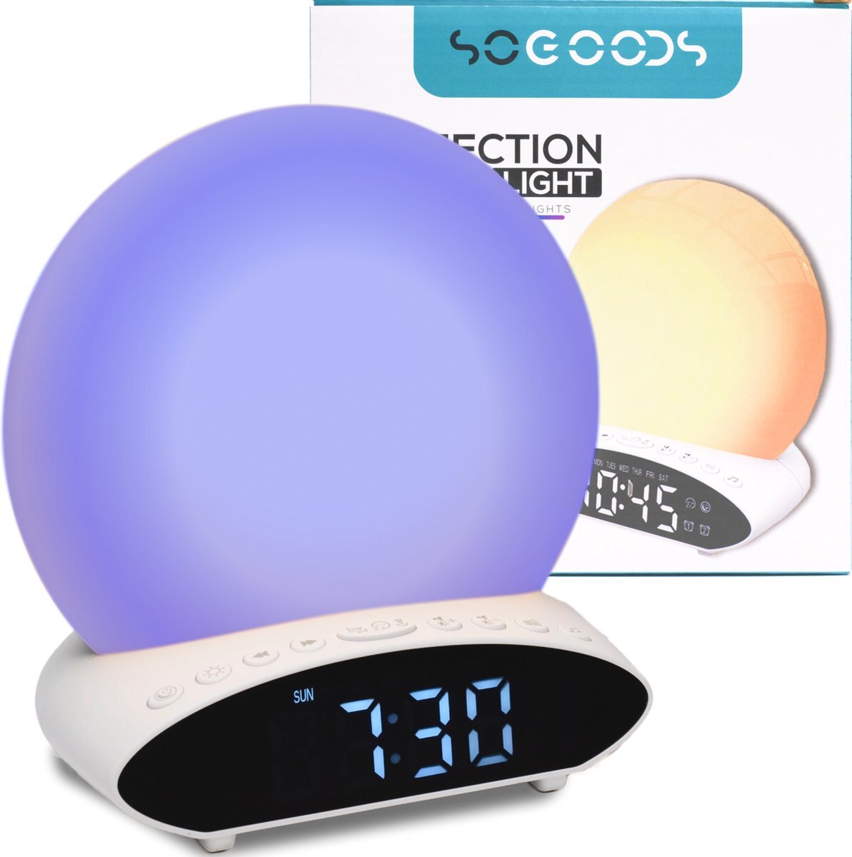 SoGoods - Wake Up Light - Wekkerradio met Projectie - Lichtwekker - Slaaptrainer - Digitale ...