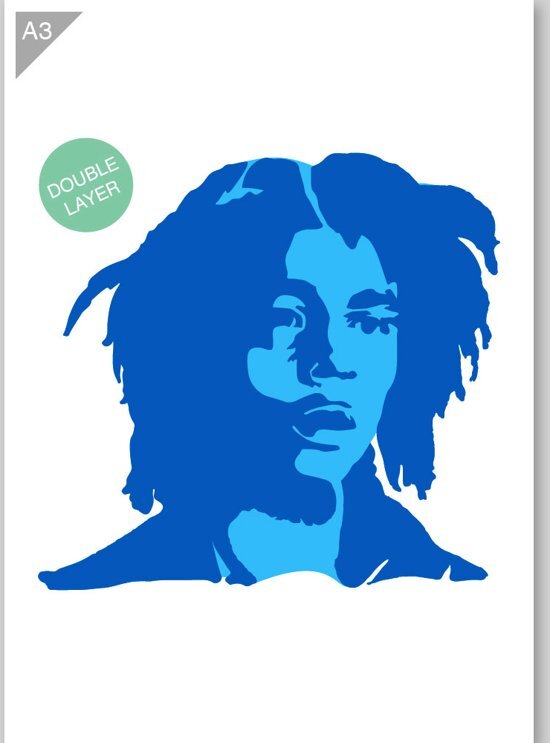 QBIX Bob Marley sjabloon - 2 lagen kunststof A3 stencil ...