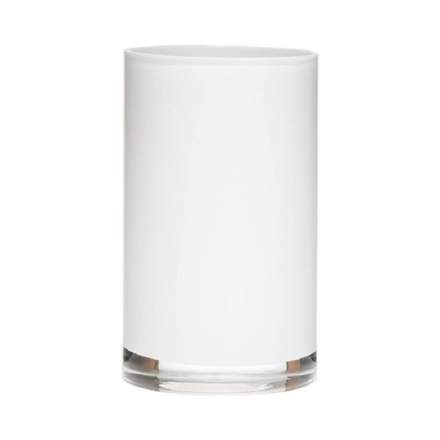 Hakbijl glass Witte home-basics Cylinder vorm vaas/vazen van wit glas ...