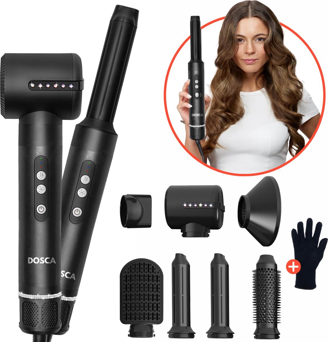Dosca DOSCA® Airwrap 7 in 1 - Föhnborstel - Krulborstel - Krultang ...