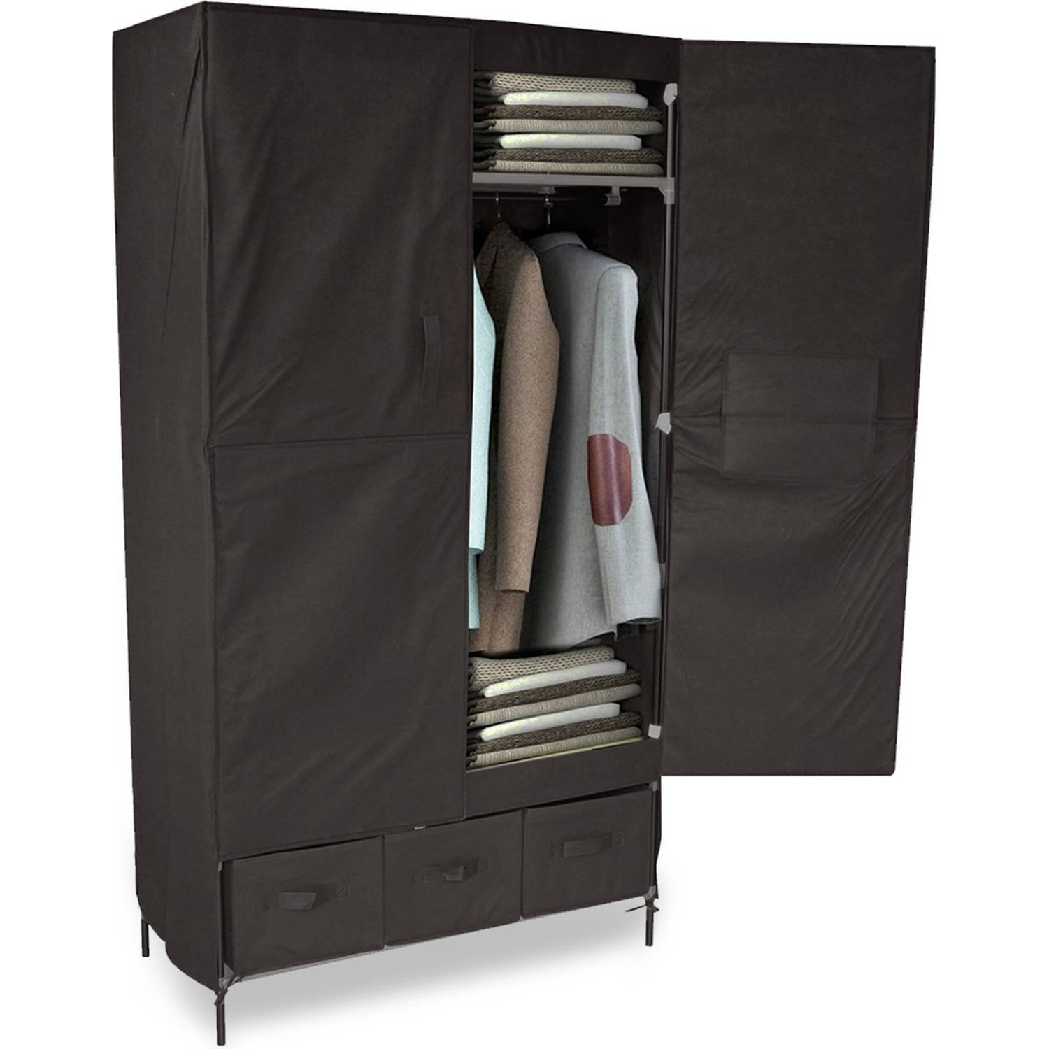 MaxxHome XXL Canvas Garderobekast / Kleding opbergkast - Opvouwbare ...