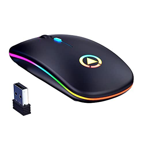 DOUMI Draadloze led-muizen, oplaadbaar, Bluetooth 5.1 + USB 2,4 GHz ...