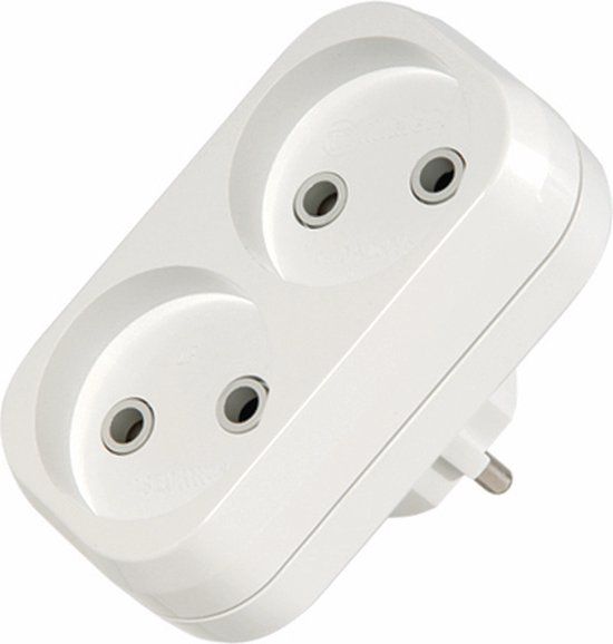 MAKEL Stopcontact splitter | Verloopstekker 2 voudig | Wit | Verticaal ...