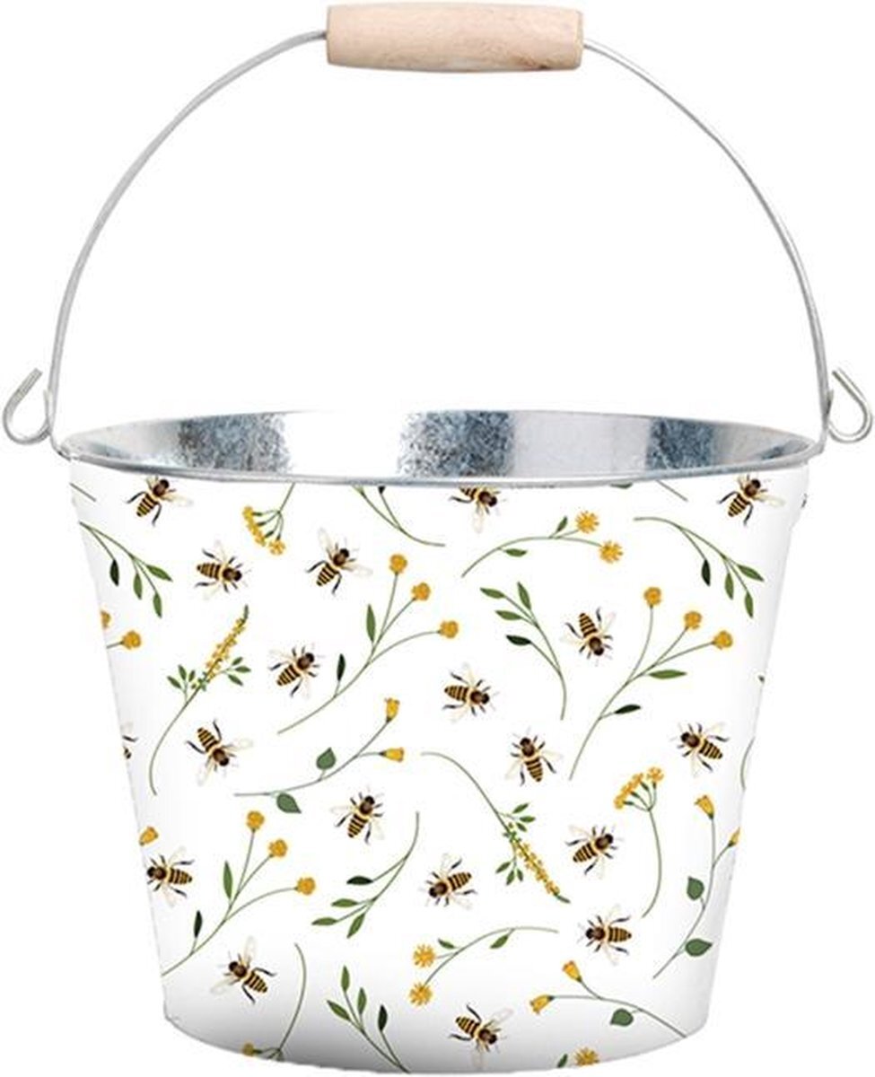 Esschert Design Emmer met bijenprint | BLOEMPOT | Wij helpen je kiezen!