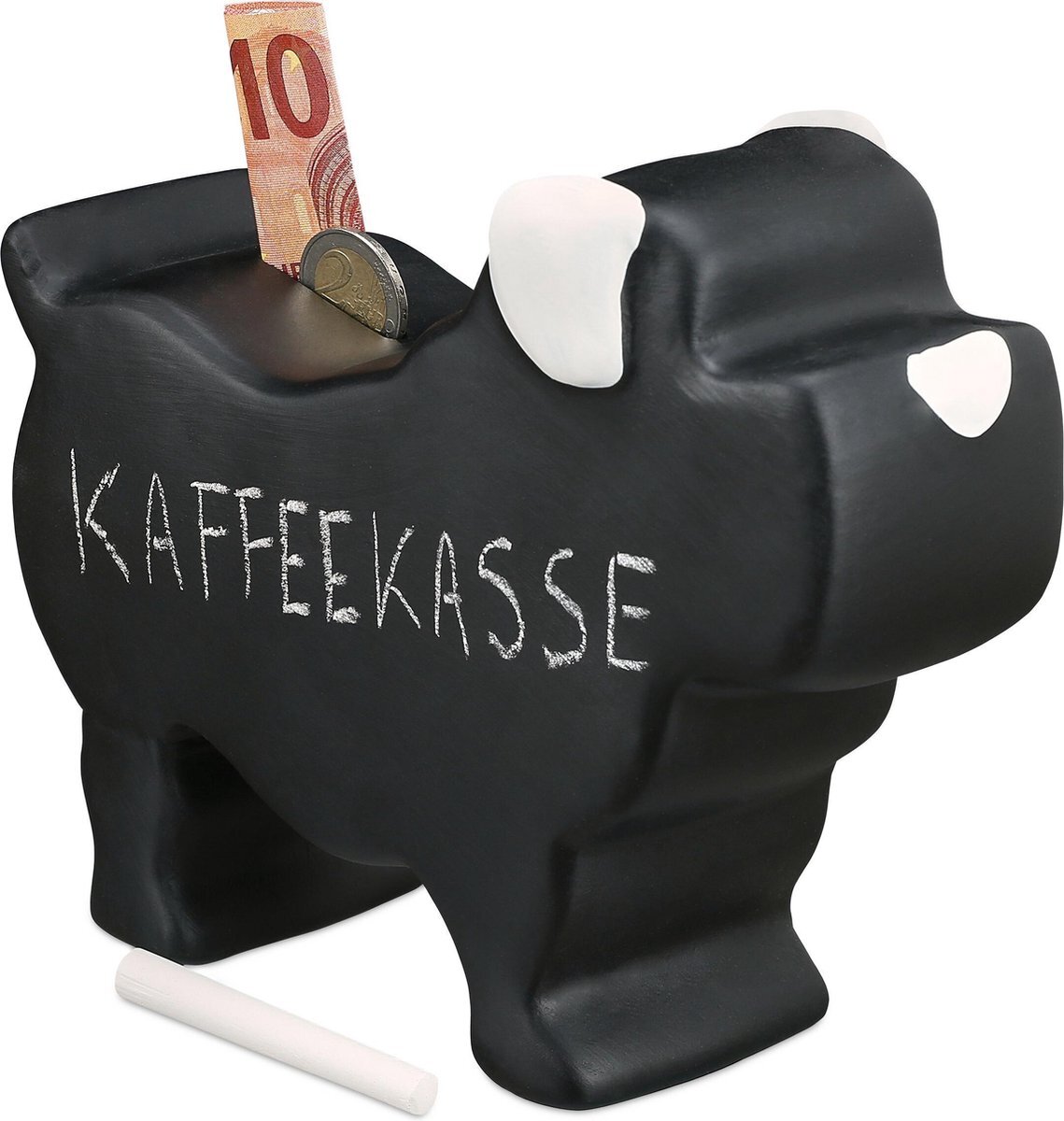 Relaxdays Spaarpot Hond - Beschrijfbaar Spaarpotje - Zwart/Wit | WONEN ...