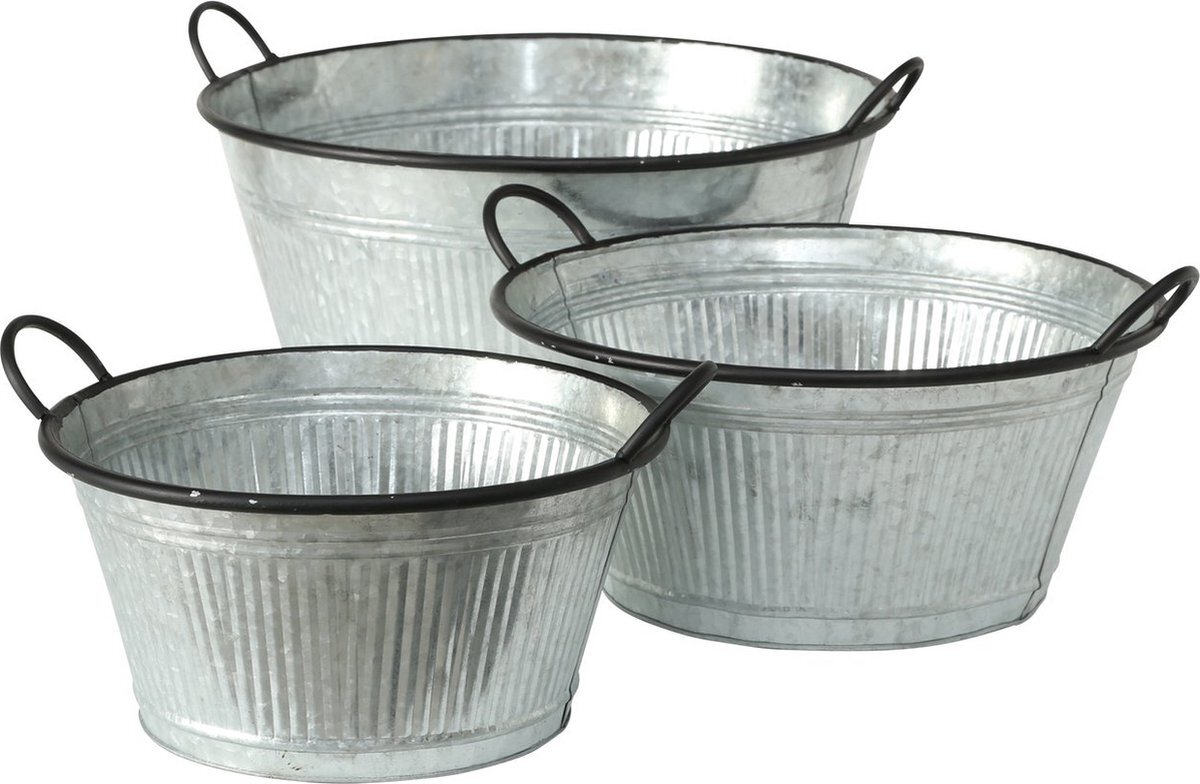 Extra bloempot bloembak zink set van 3 stuks voor binnen of in de tuin ...