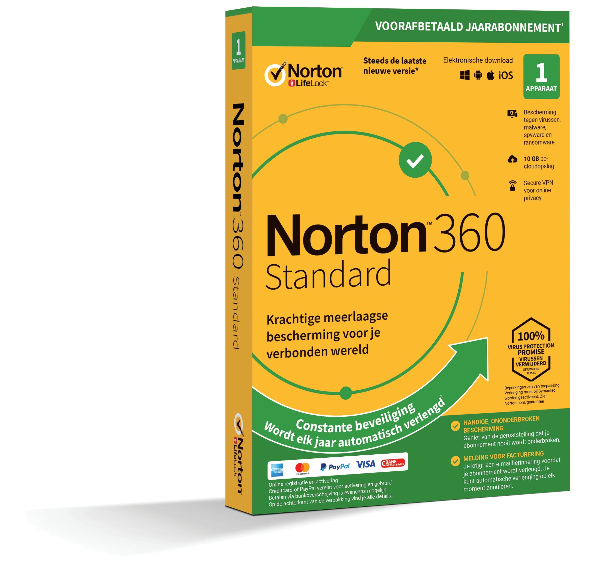 Norton 360 Standaard | 1 Apparaat - 1 Jaar | Windows - Mac - Android - iOS | 10 GB Cloud Opslag ...