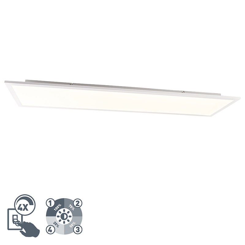 QAZQA Modern LED-paneel staal 120 cm incl. LED en dimmer - Enja Q ...