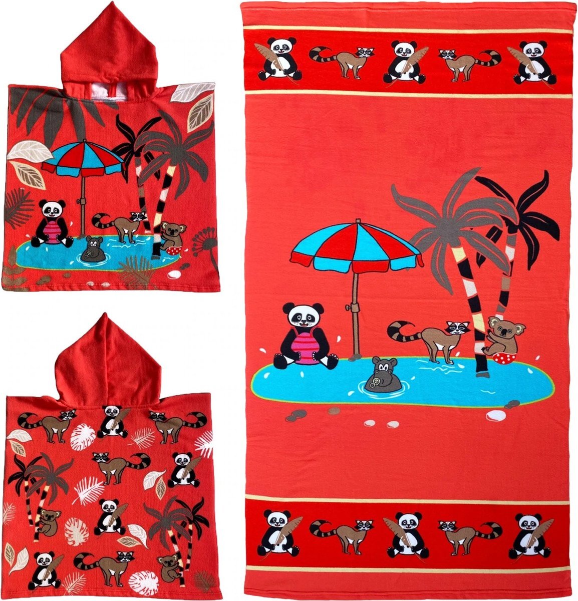 LE COMPTOIR DE LA PLAGE Set van bad cape/poncho met strand/badlaken ...