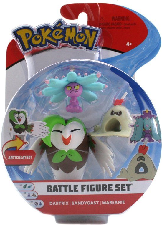 Wicked Cool Toys Pokemon Action Figure 3-Pack - Dartrix / Sandygast ...