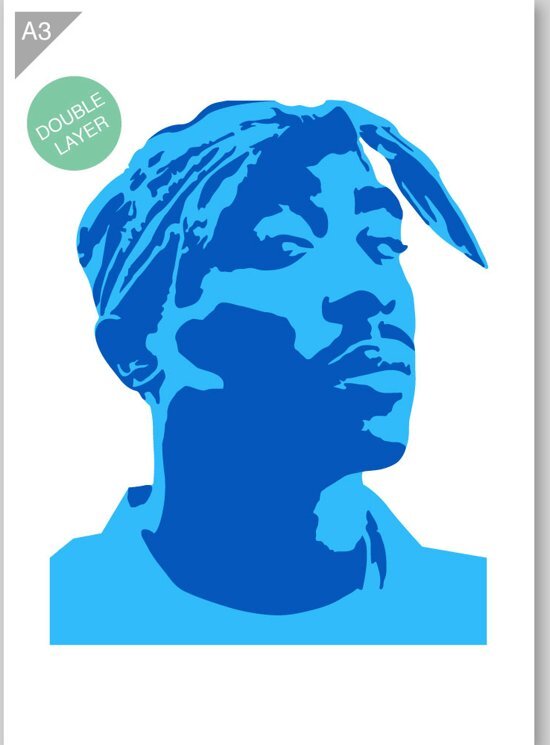 QBIX Tupac Shakur sjabloon - 2 lagen kunststof A3 stencil ...