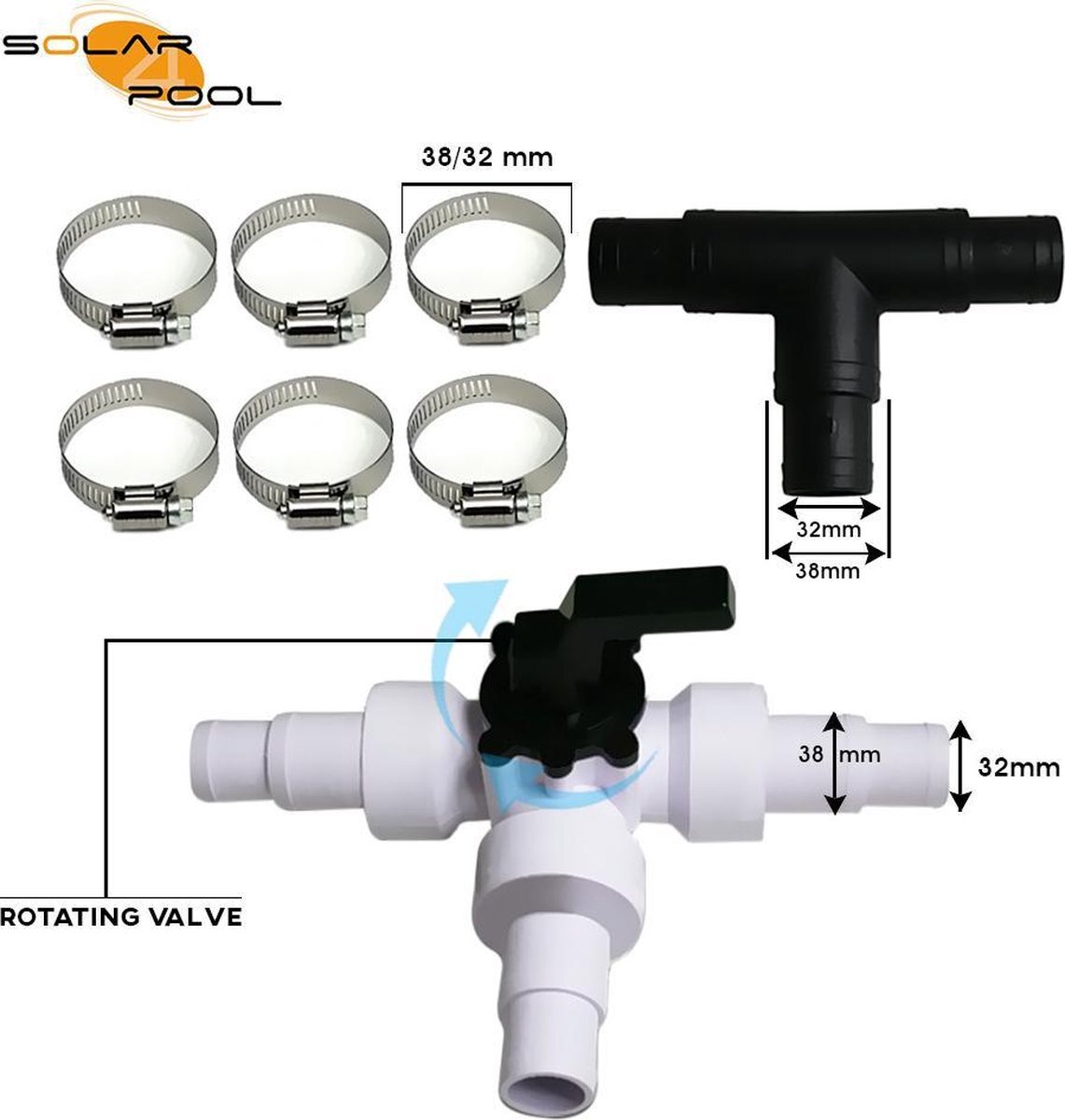 Solar4pool Bypass set zwembad 32mm/38mm MET slangen | KLIMAAT/ENERGIE ...