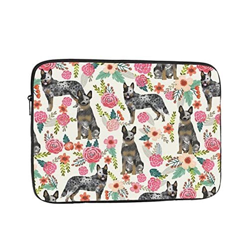 DIRYKILP Bloemen en honden Laptop Sleeve 15,6 inch, Waterbestendig ...