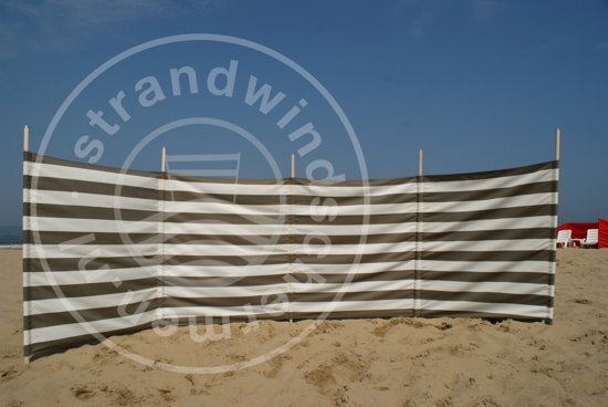 strandwindschermen.nl Strand Windscherm 5 meter dralon taupe/wit met ...
