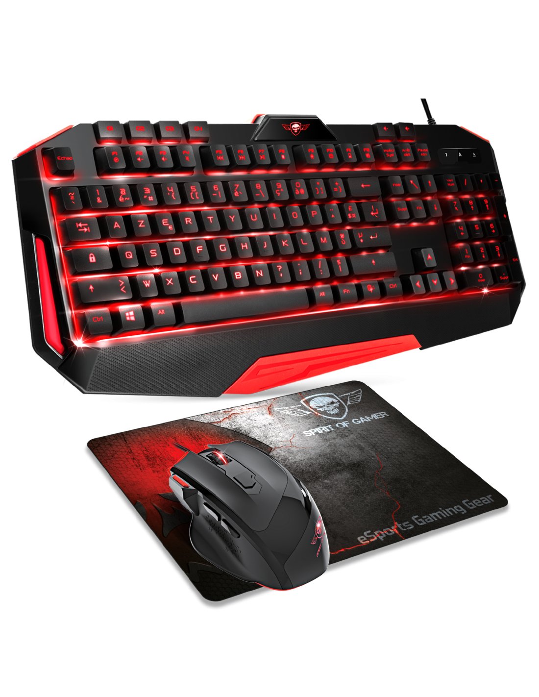 Spirit of Gamer Pro MK3 Gaming Keyboard & Mouse Set - AZERTY - Black ...