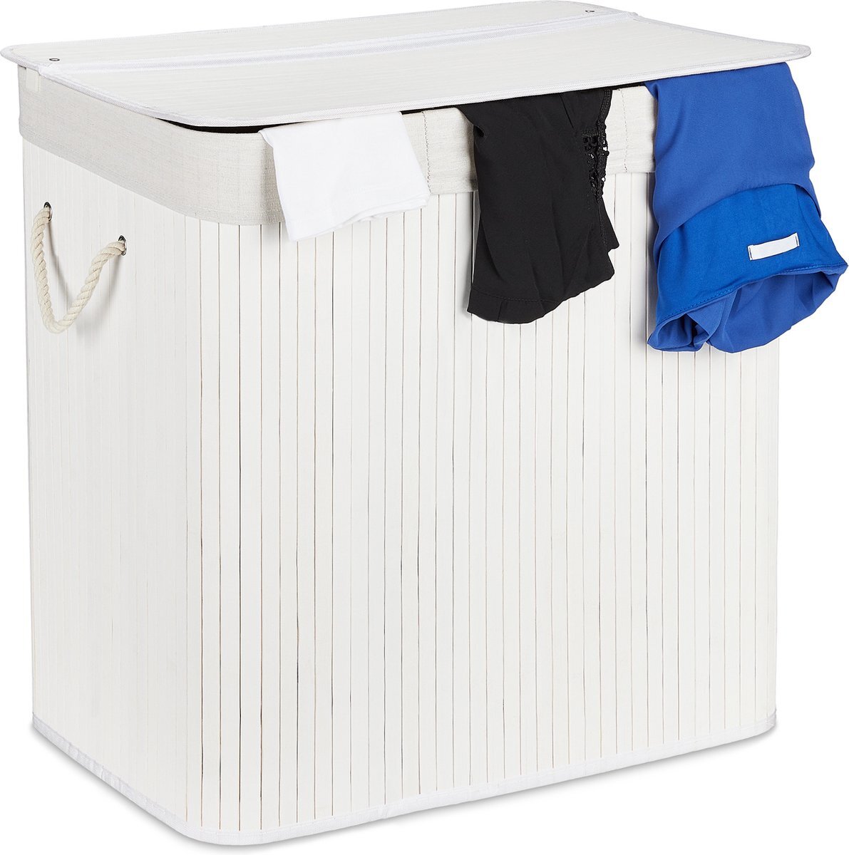 Relaxdays wassorteerder - 3 vakken - wasmand - met deksel ...