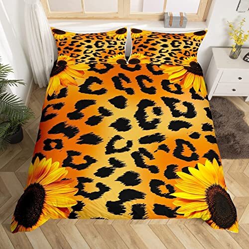 RAMOTE 3D-dekbedovertrek met luipaardprint, eenpersoonsdekbedovertrek ...