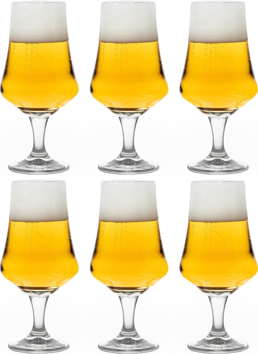 Libbey Bierglas Arôme - 500 ml / 50 cl - Set van 6 - Op voet - Vaatwasserbestendig - Hoge ...