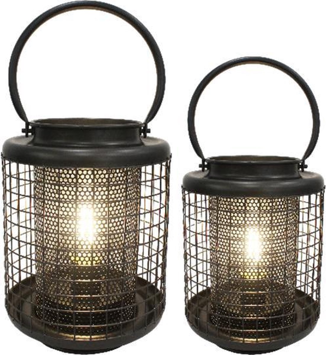 FlinQ Industriële Lantaarn Set - Set van 2 Lantaarns - Binnen & Buiten ...