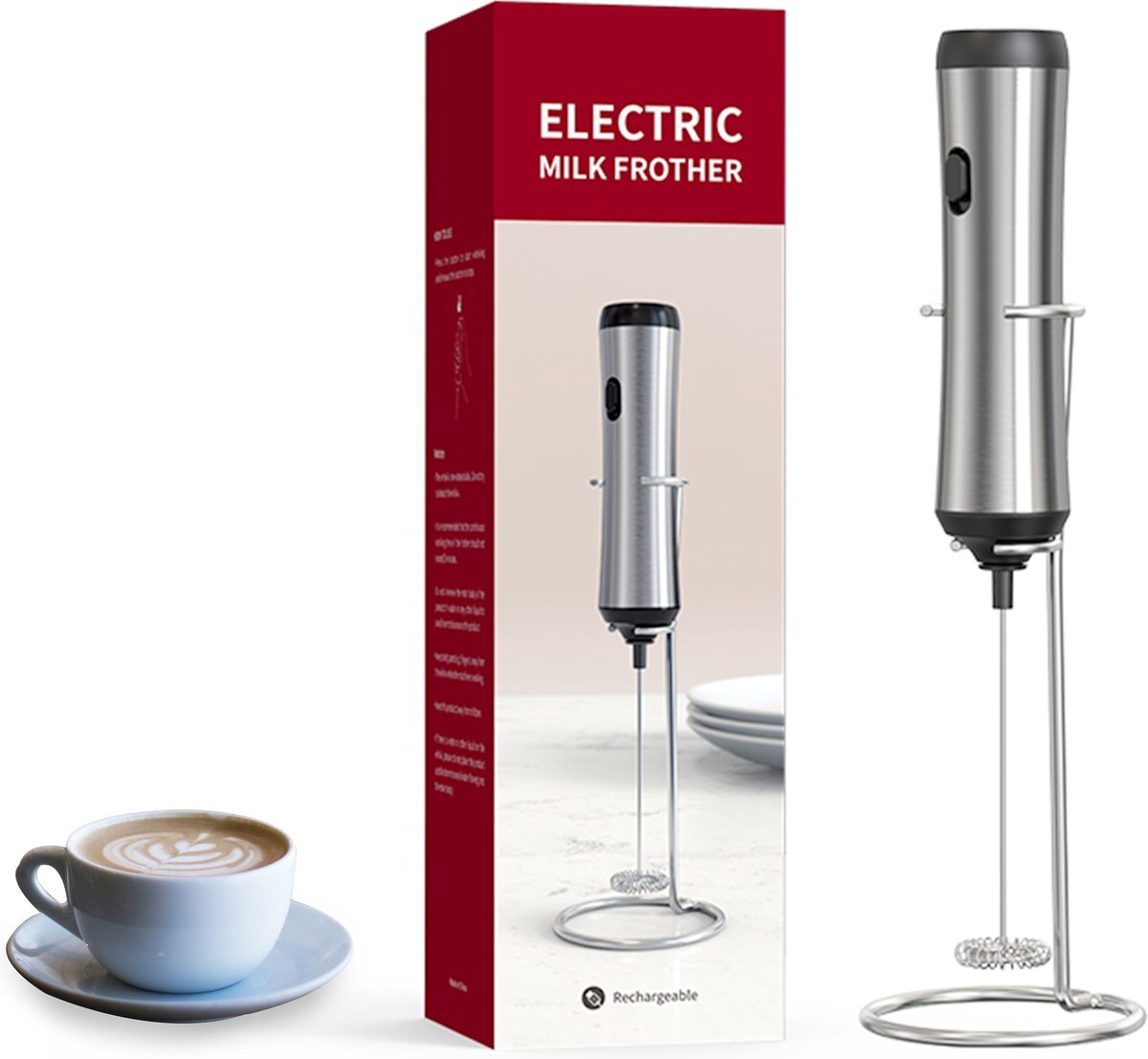 Michelle Barista Crafts Melkopschuimer Electrisch - Oplaadbare Melkschuimer - Roestvrij Staal ...