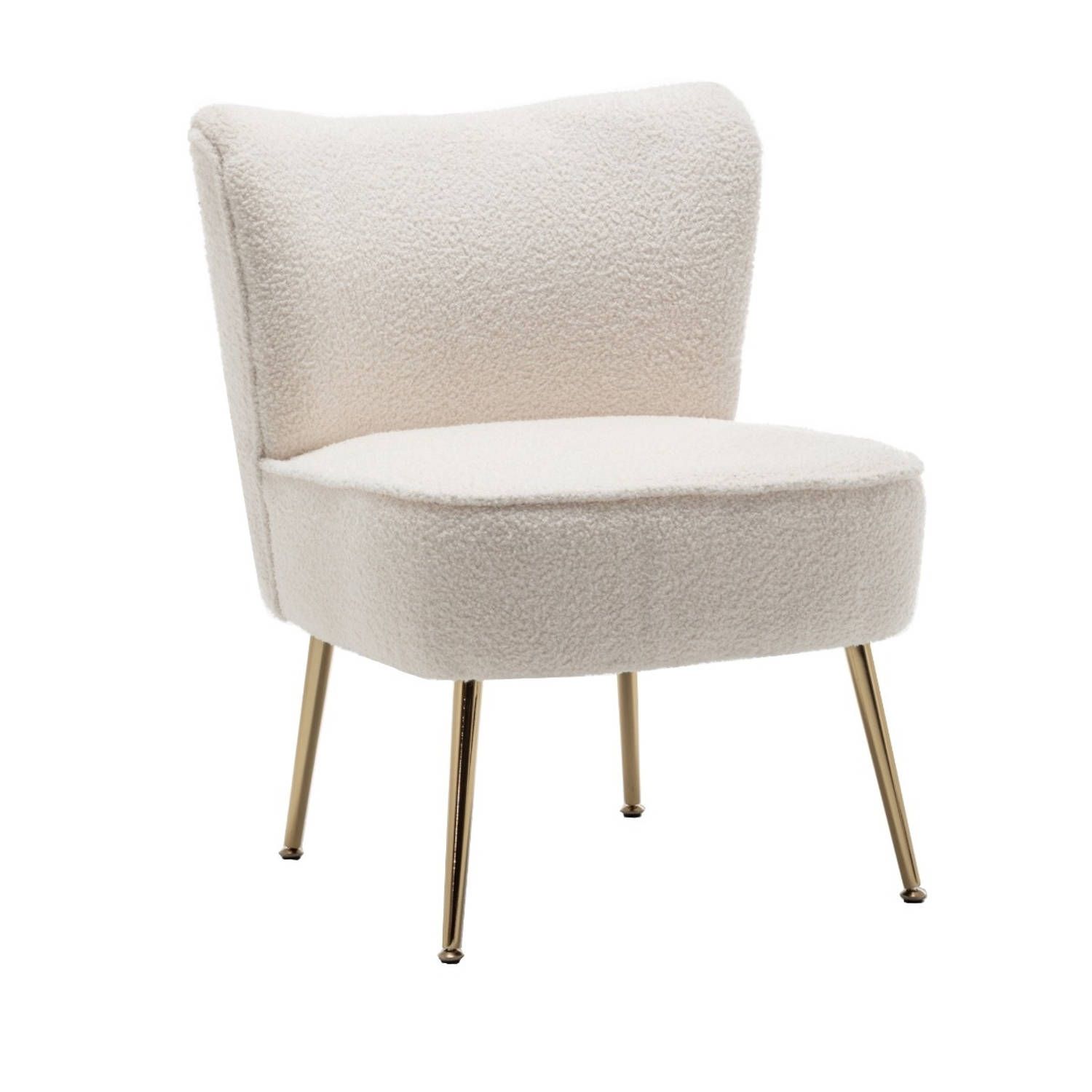 Lizzely Garden & Living Fauteuil 1 Persoons Teddy Wit | Goud Frame ...