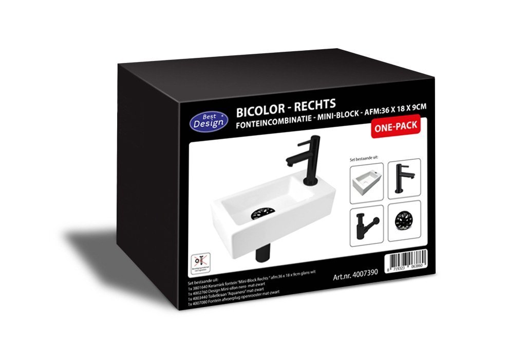 Best Design fonteincombinatie mini block rechts bicolor zwart/wit ...